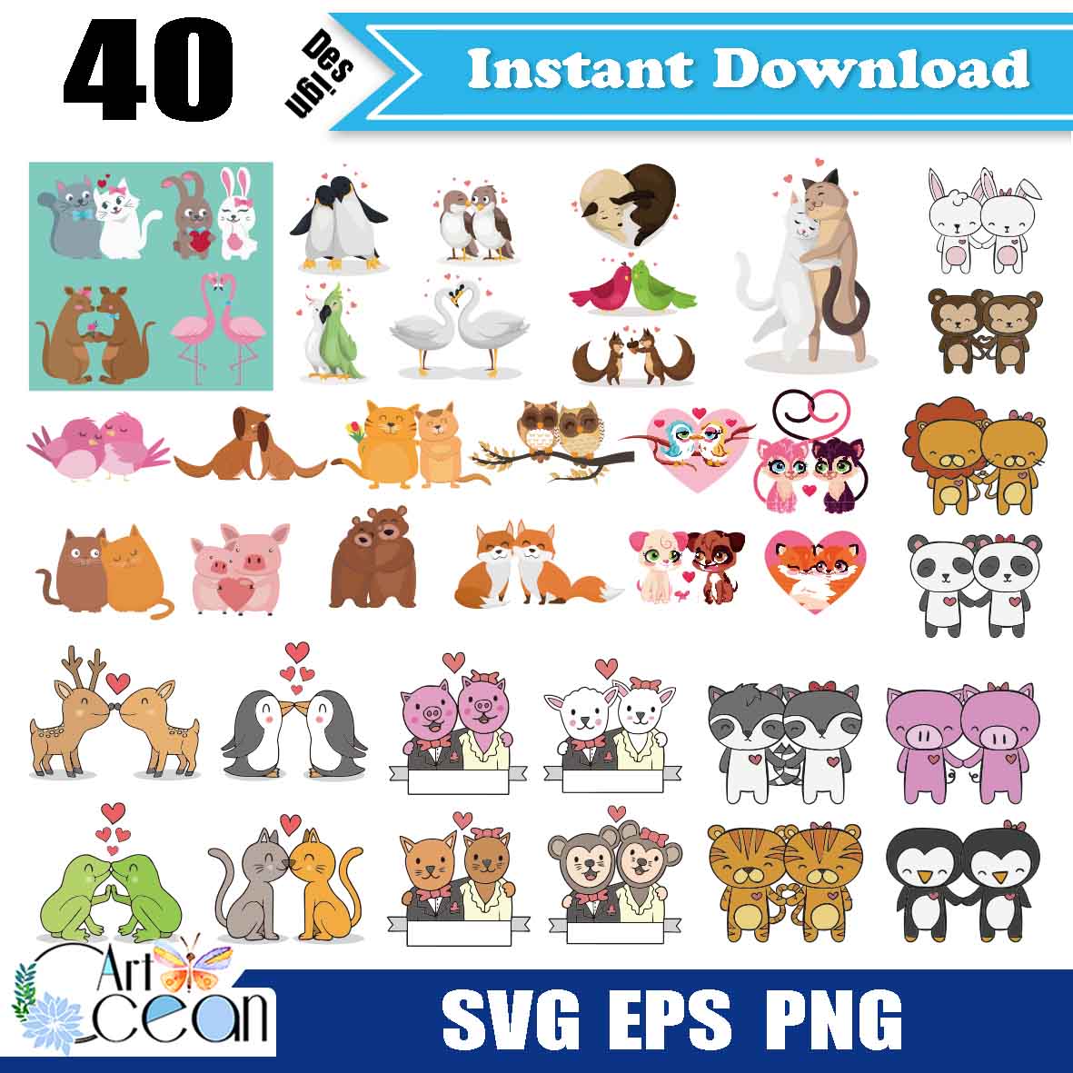Couple animals svg,animal svg,love animal svg,couple animals clipart ...
