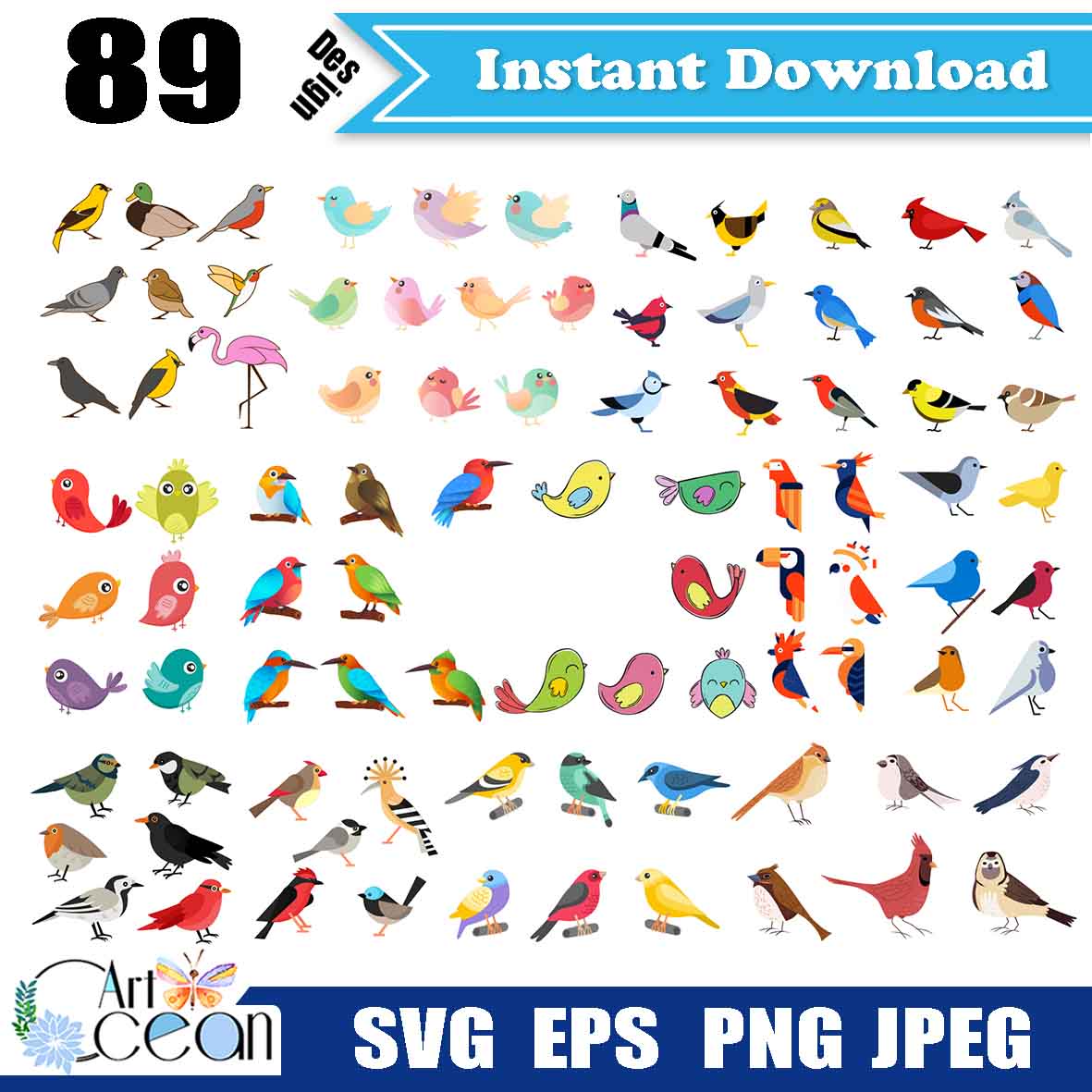 Colorful animal bird svg clipart vector silhouette cricut stencil file ...