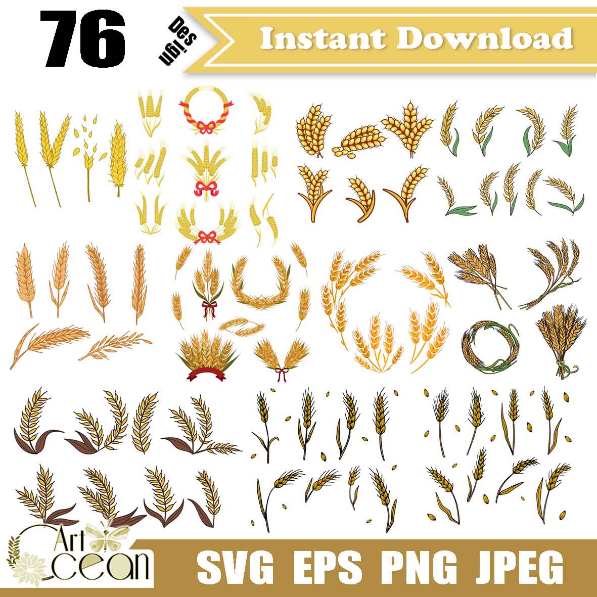 Wheat svg,Grain decorative frame svg,garland svg,Wheat logo vector ...