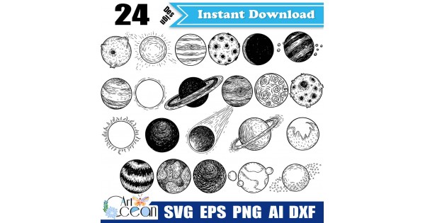 Planets svg clipart,earth svg,moon svg,mars svg,saturn svg,sun svg ...