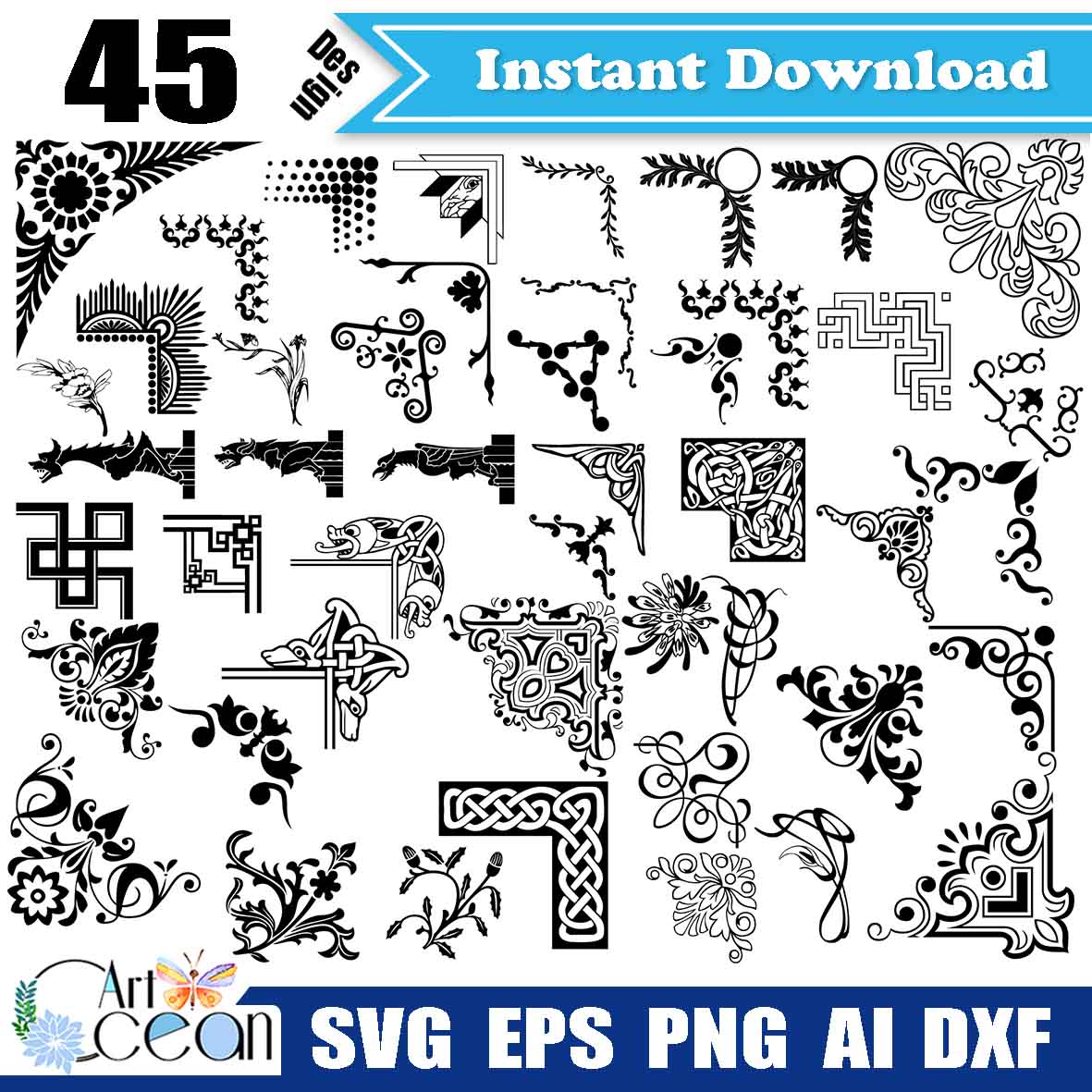 Frame svg,border pattern svg,corner frame svg,corner frame clipart ...