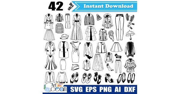Women Fashion Dress Wearing svg Clipart,clother svg,pants svg,shoes svg ...