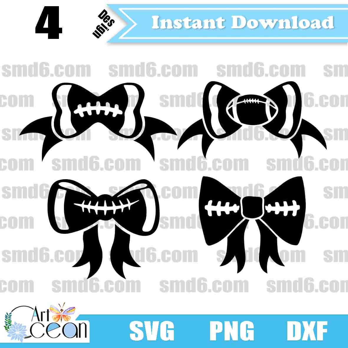 Football Bow SVG,Football Bow PNG,Football Bow DXF,Vector,Silhouette ...