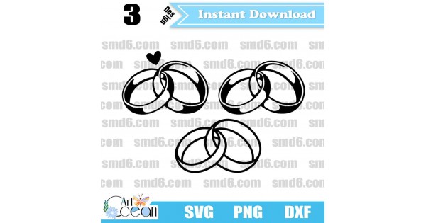 Wedding Rings SVG,DXF,Valentine's Day SVG,Vector,Silhouette,Cut File ...
